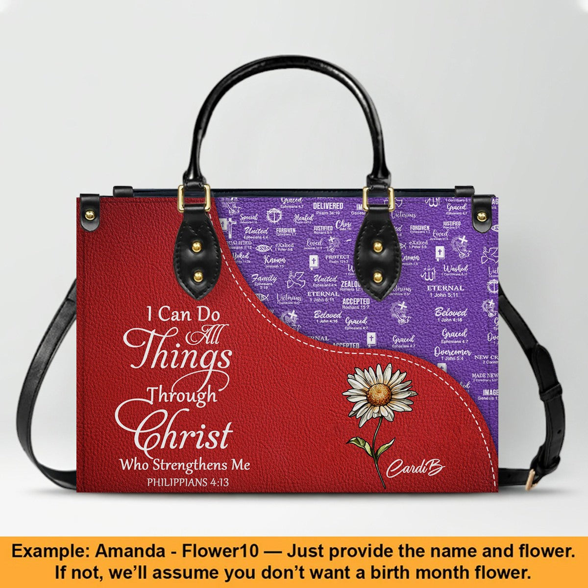 Personalized Leather Handbag with Bible Verses – Christian Tote Purse ...