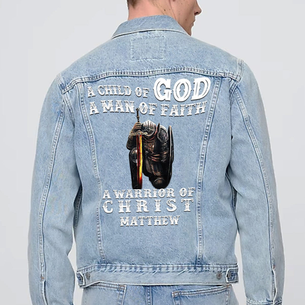 Personalized Christian Denim Jacket – Custom Warrior of Christ Jean Ja ...