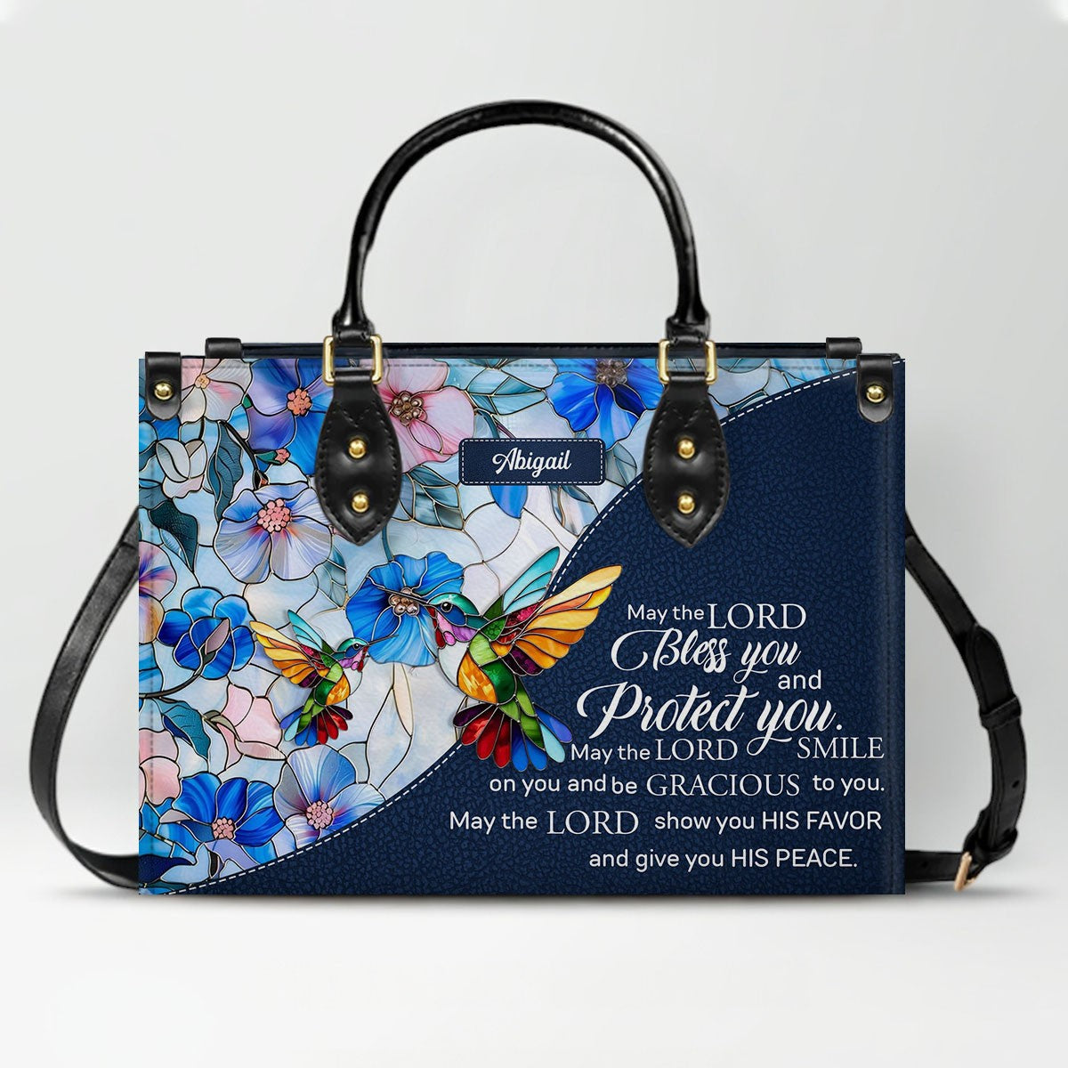 Luxury Mosaic Leather Handbag – Custom Name & Bible Verse for Women ...