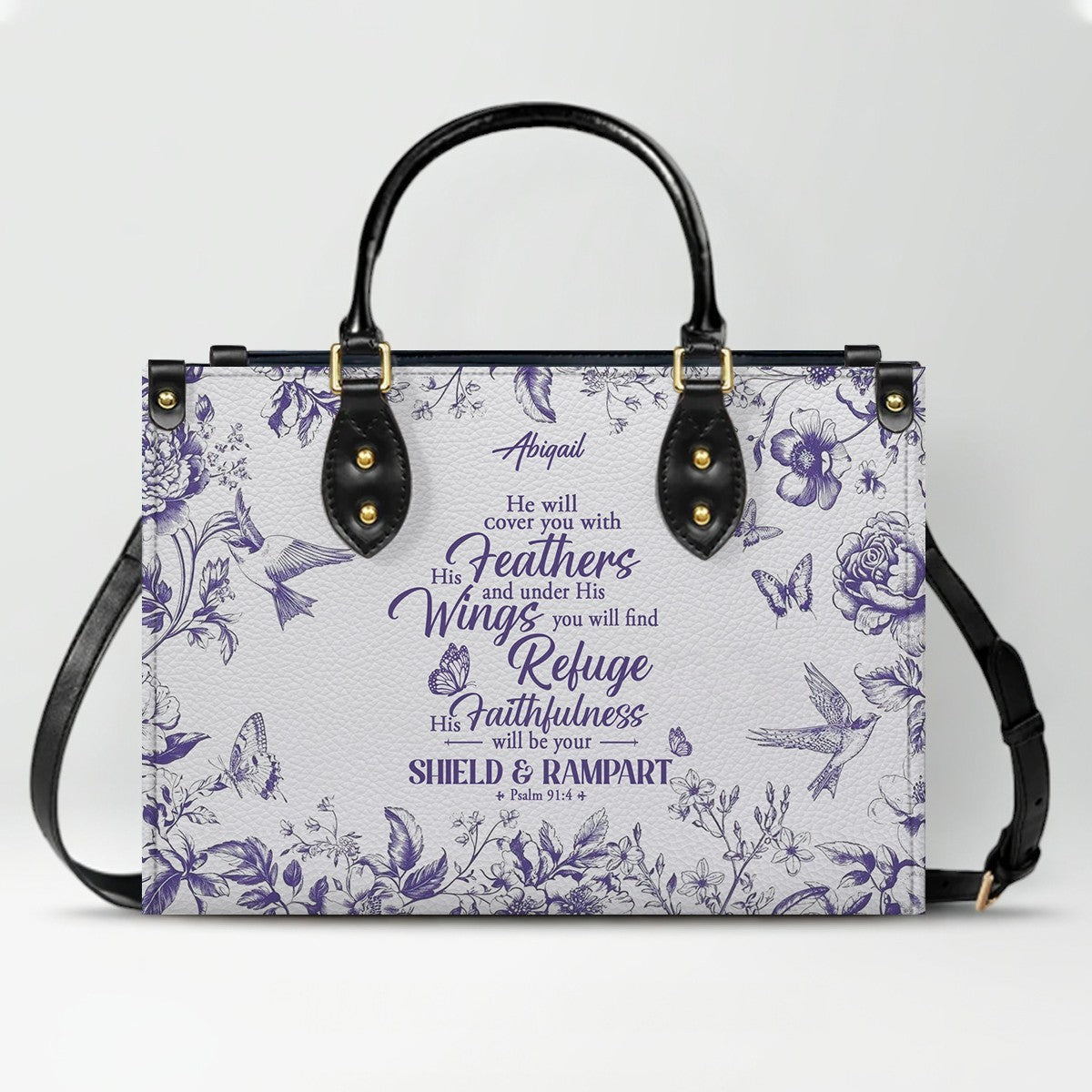 Personalized Christian Leather Handbag with Psalm 91 Bible Verse – Cus ...