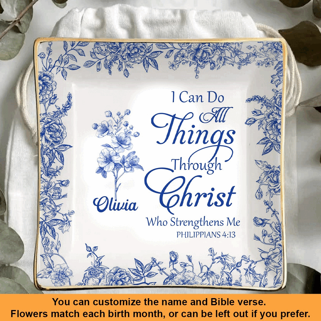 Personalized Bible Verse Plate with Name & Birth Month Flowers – Chris ...