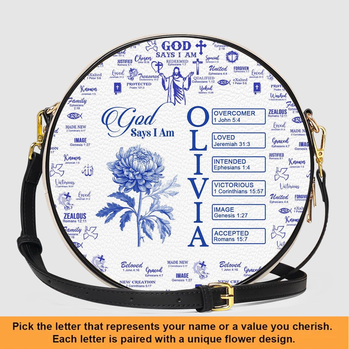 Personalized Leather Circle Bag with Bible Verses & Name Letters – CHR ...